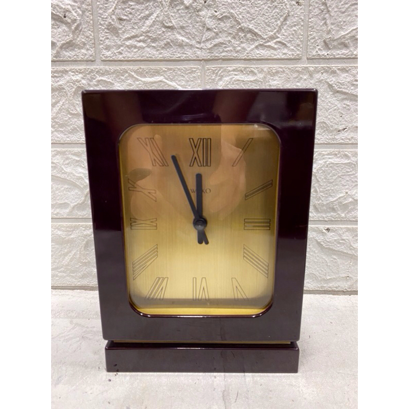 [นาฬิกามือสองญี่ปุ่น] #T25 นาฬิกาตั้งโต๊ะ WAKO จอกระจก บอดี้ไม้+โลหะ ...