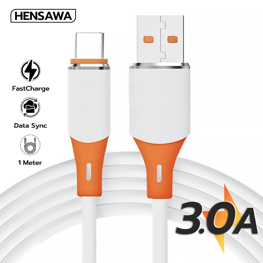 Hensawa US3096 สายชาร์จเร็ว 3A USB to Type-C Micro ip 1m วัสดุ สายหนา ...