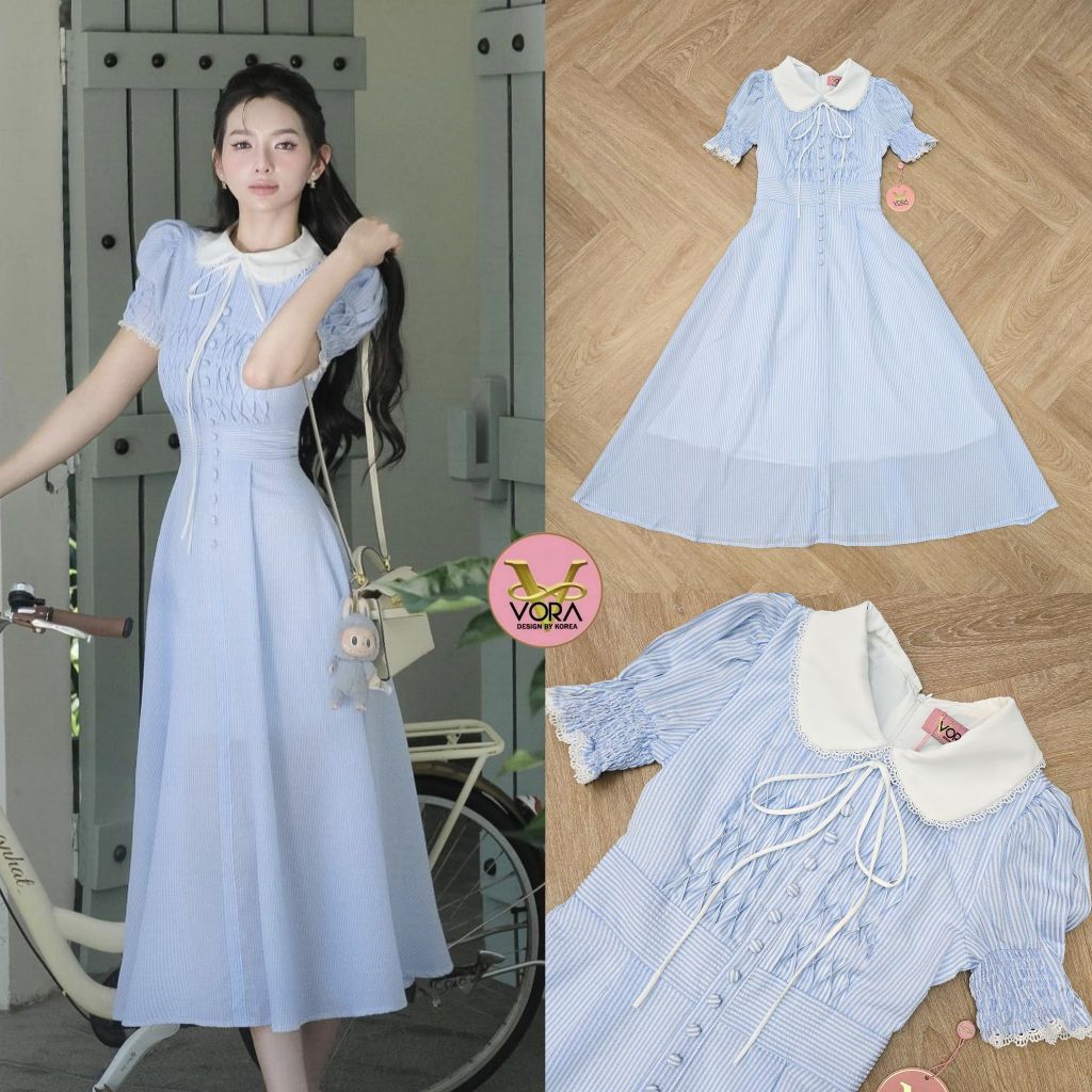 VORA: Dress ยาว แขนตุ๊กตาจับจีบสม็อคช่วงแขน(*สอบถามสต๊อกก่อนกดสั่งน๊า) | Shopee Thailand