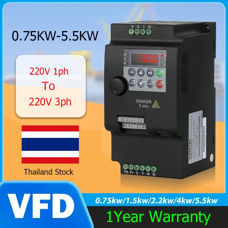 【Thailand Stock】220V 0.75KW/1.5KW/2.2KW 1HP/2HP/3HP ประหยัด Mini VFD ...