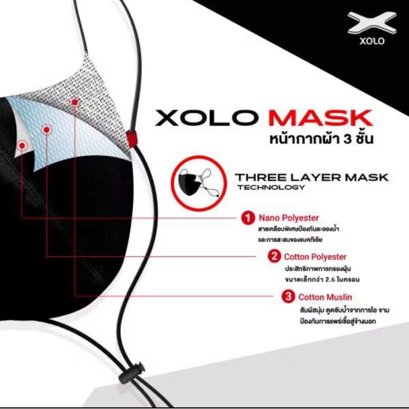 XOLO หน้ากาอนามัย MASK ผ้า3 ชั้น รหัส : 041026 | Shopee Thailand