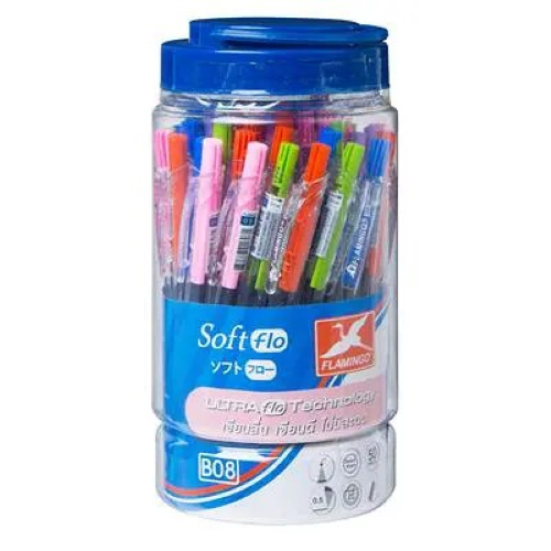 ปากกาลูกลื่น 0.5 มม. ฟลามิงโก้ รุ่น B08 หมึกสีน้ำเงิน ด้ามคละสี (แพ็ค ...