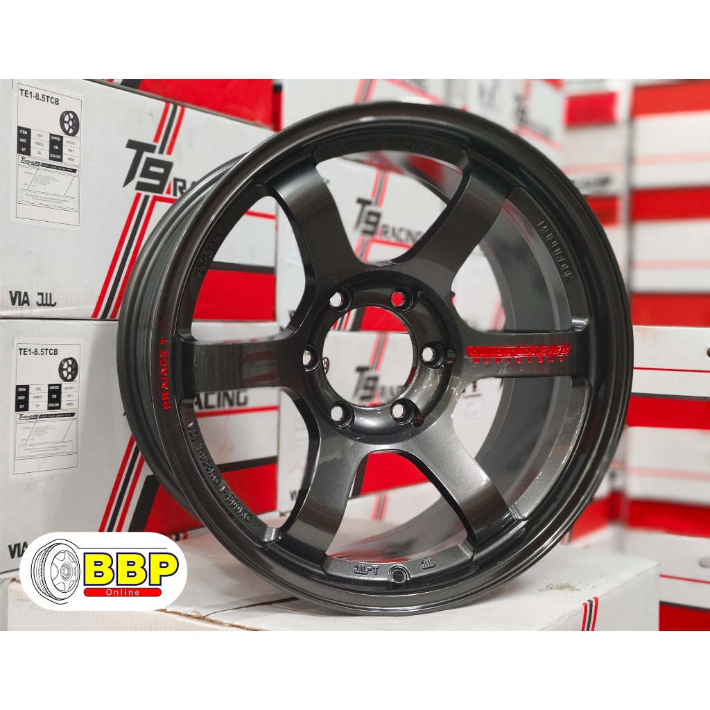 แม็กขอบ 18 Te37 SUV สีเทากัน หยอดแดง 6/139 (4วง) | Shopee Thailand