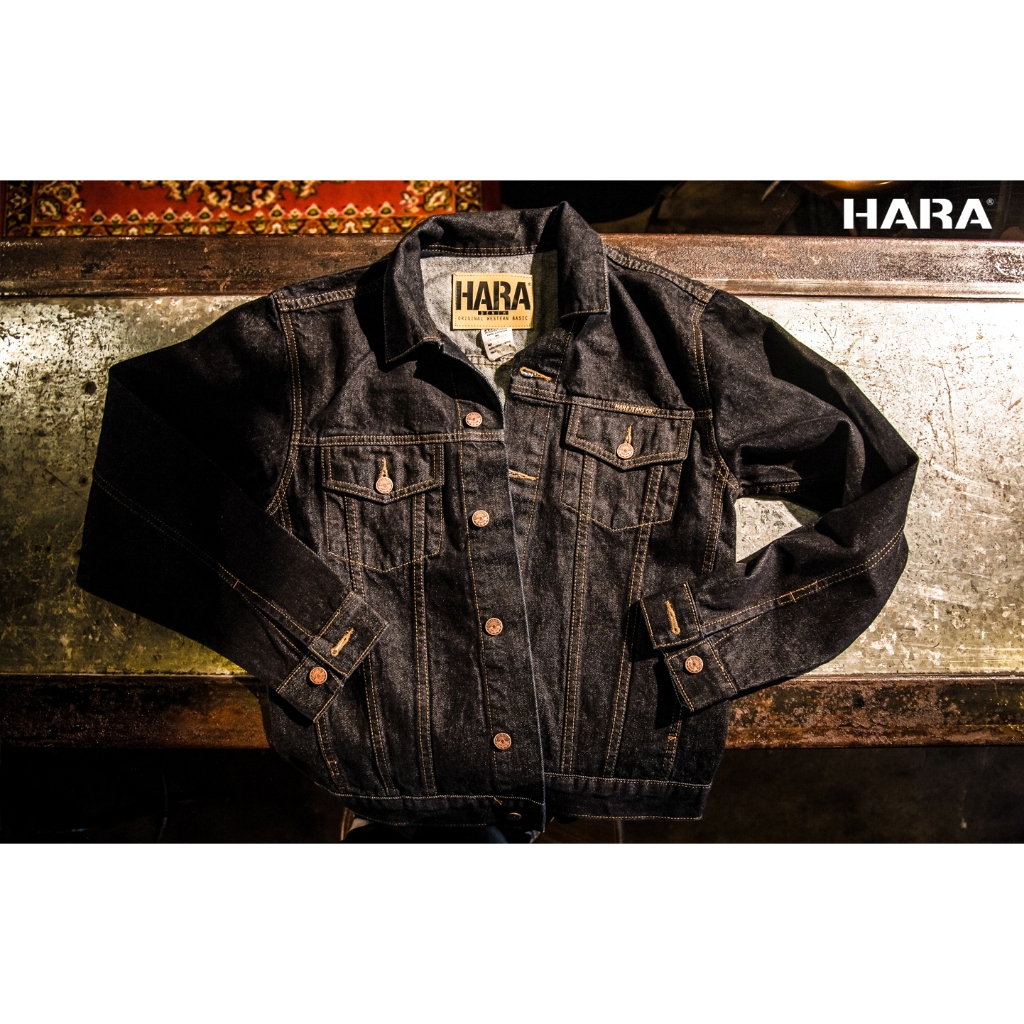 [รุ่นขายดี] Hara ฮาร่า แจ็กเกตยีนส์ แจ็คเก็ตผู้ชาย Jacket สีดำ ปักด้าย ...