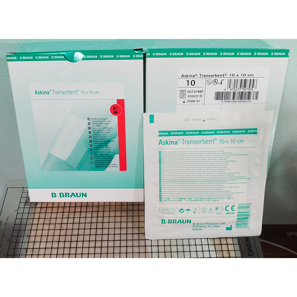 Askina Transorbent ขนาด 10x10cm แอสกินา ทรานซอเบนท์ แผ่นปิดแผลปราศจาก ...