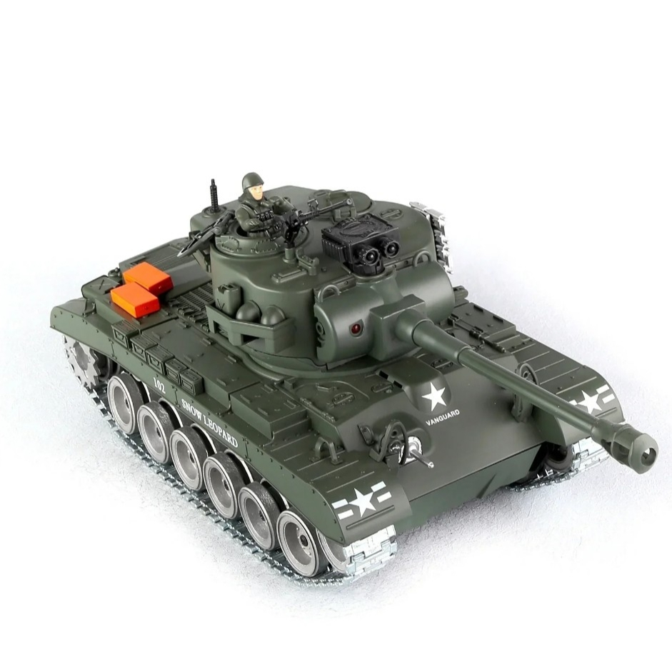 รถถังพิฆาต BATTLE TANK Us M26 Panxing Tank Car Rc รถทหารจู่โจม 1/18 ...