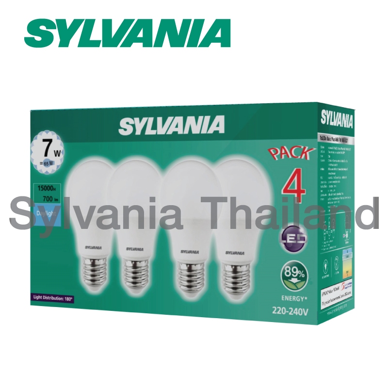 [แพ็ค 4 สุดคุ้ม ] SYLVANIA หลอดไฟแอลอีดี รุ่น ToLEDo Basic Plus A60 7W ...