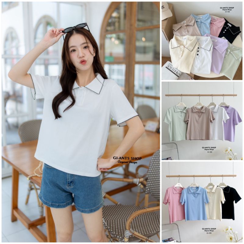 G099คอปกขอบหยัก(ปก+แขน) | Shopee Thailand