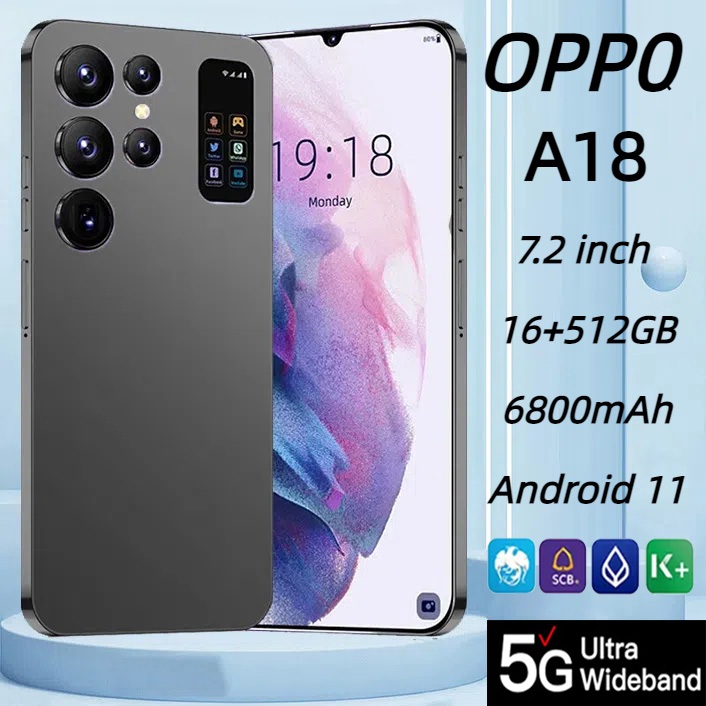 สมาร์ทโฟน OPP0 A18 7.2 นิ้ว ระบบ Android 11 16GB+512GB 6800mAh 5G Dual ...