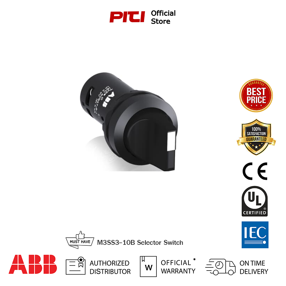 ABB M3SS3-10B-20 2NO Selector สวิตซ์ซีเลคเตอร์ 3ตำแหน่ง บิดค้างAบิดเด้งกลับCมาB Modular Pilot ...