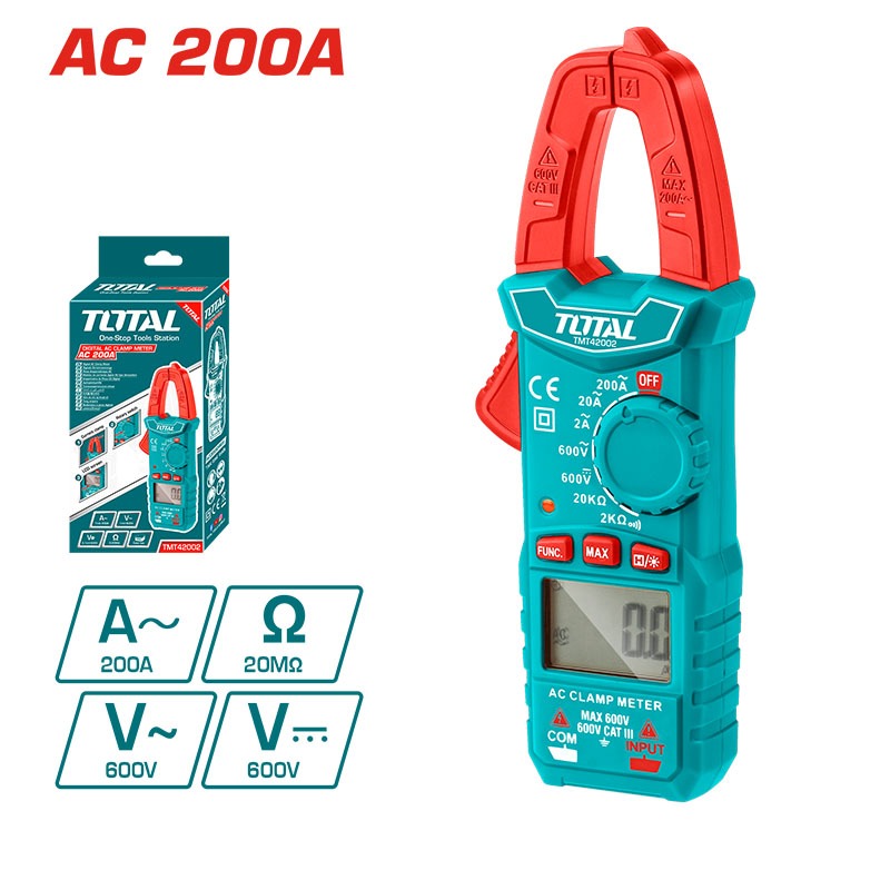 Total ดิจิตอล แคลมป์มิเตอร์ เครื่องทดสอบไฟฟ้า AC / DC (Digital AC clamp ...