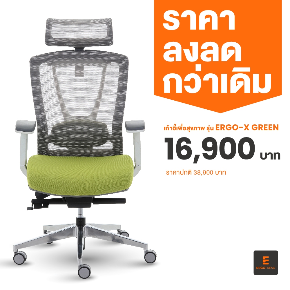 Ergotrend เก้าอี้เพื่อสุขภาพ เออร์โกเทรน รุ่น ERGO-X GREEN เขียว ...
