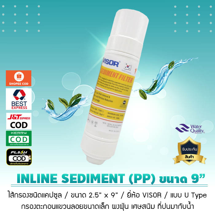 ไส้กรองน้ำ INLINE PP Sediment ขนาด 9 นิ้ว ยี่ห้อ VISOR U Type เจ๊ตุ่ม | Shopee Thailand