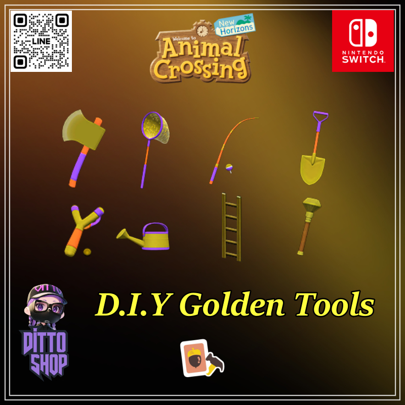 Animal Crossing New Horizons D.I.Y Golden Tools 8 ใบ พร้อมของแถม 40 ...