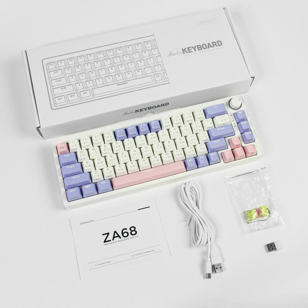 ⚡พร้อมส่งจากไทย⚡Zifriend ZA68 Mechanical Keyboard 68ปุ่ม คีย์บอร์ดไร้ ...