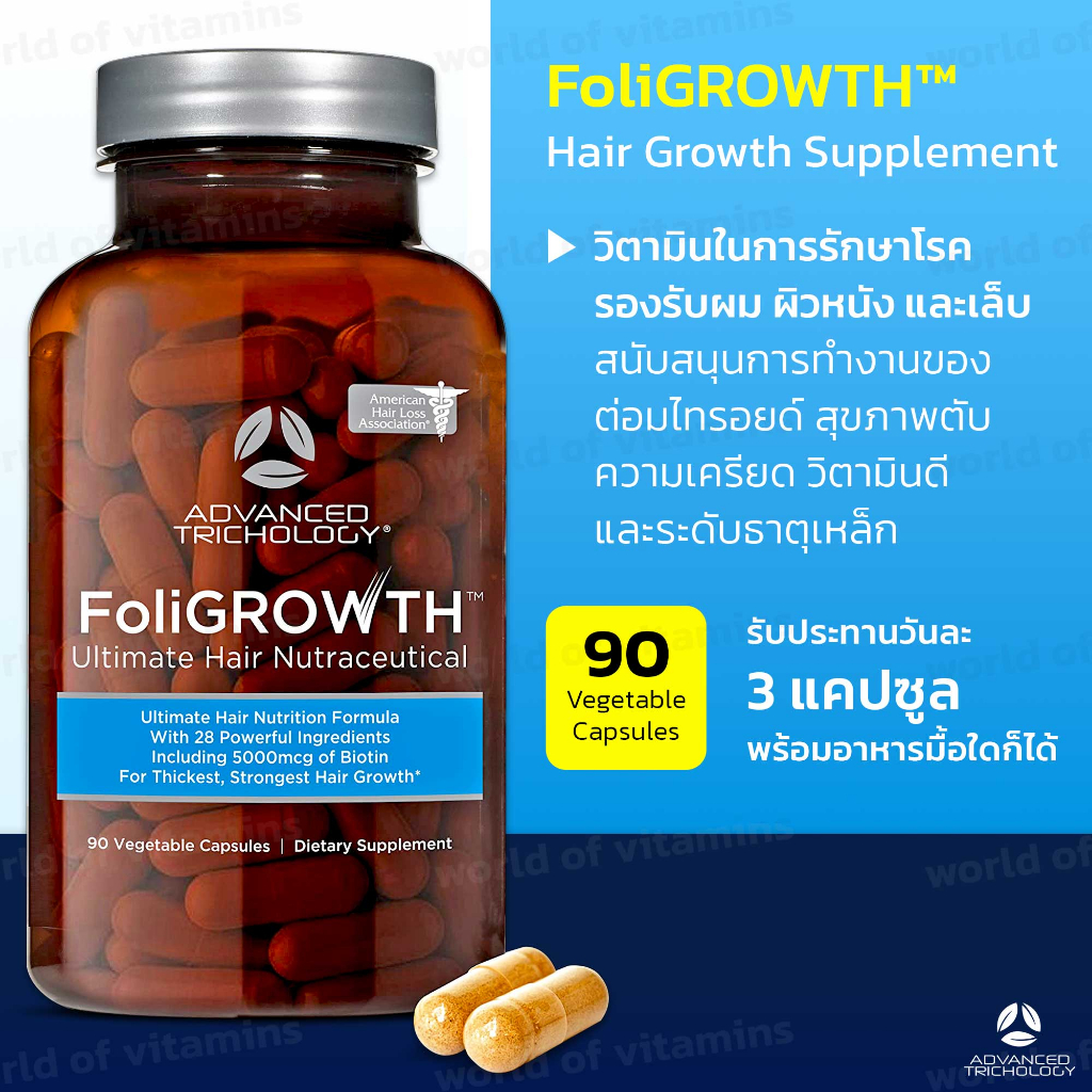อาหารเสริมปลูกผมสำหรับผมชี้ฟูหนาขึ้น !! Advanced Trichology FoliGROWTH ...
