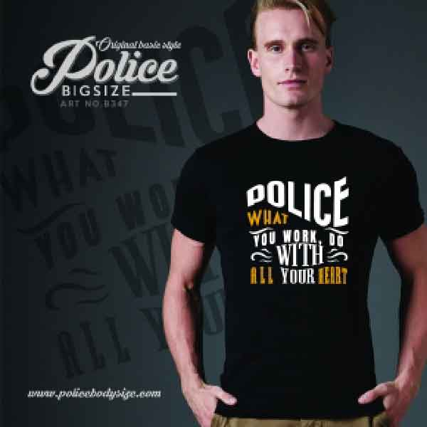 Police Bigsize ทรง Slim fit พอดีตัว สีขาว,ดำ,เทา ใส่ได้ทั้งผู้ชาย/ผู้หญิง | Shopee Thailand
