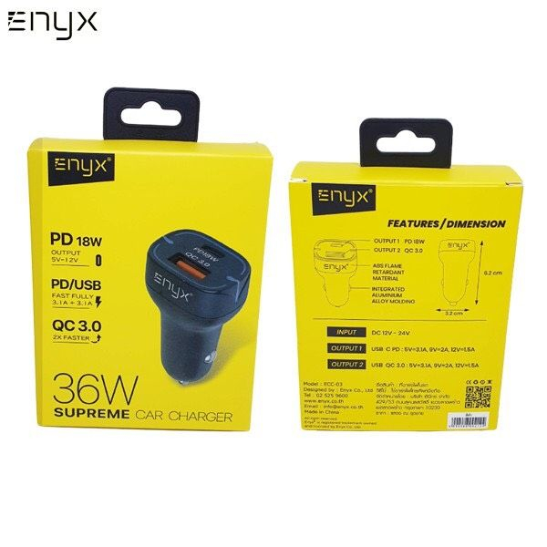 Enyx ECC-03 หัวชาร์จรถ 36W รองรับ 2 พอร์ต USB และ Type c | Shopee Thailand