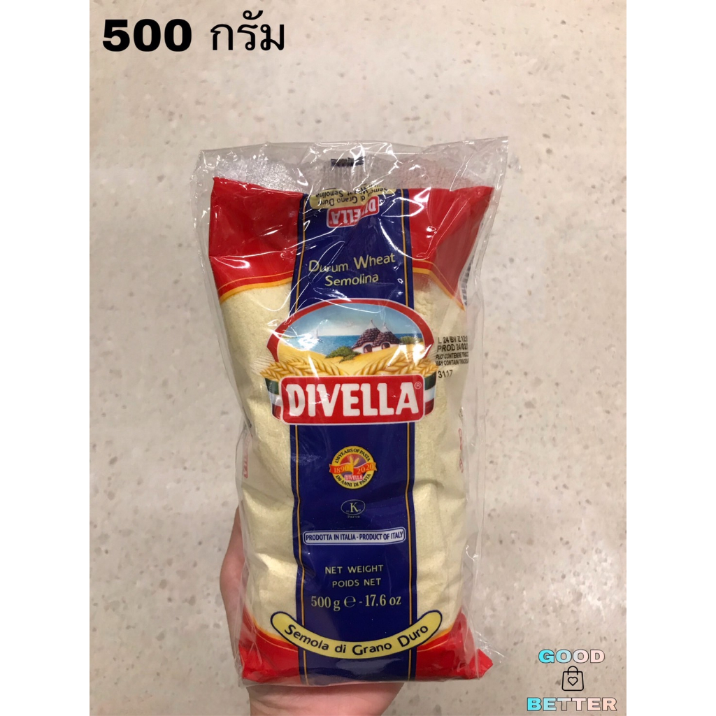 ดีเวลล่า แป้งสาลีดูรัมเซโมลินา 500 กรัม Divella Semolina Durum Wheat ...