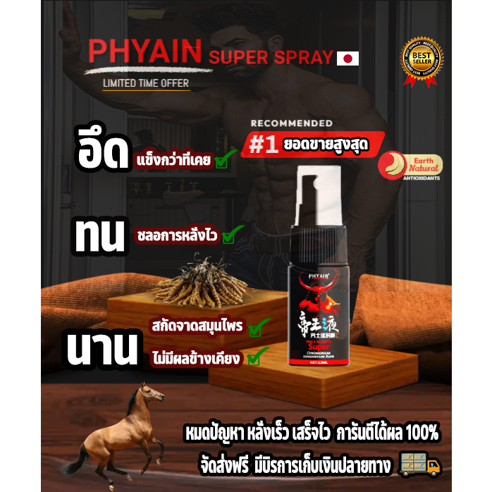 แข็งอึดทน PHYAIR สเปรย์ชะ ลอการ หลั่ง เพิ่มสมรรถนะผู้ชายยาวนานถึง60นาที สินค้านำเข้าจากญี่ปุ่น ...
