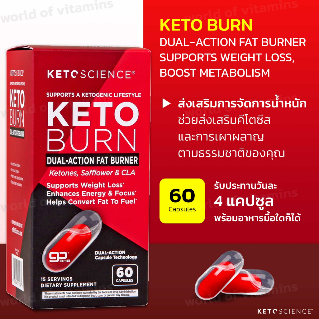 Keto Science Keto Burn Dual-Action Fat Burner 60 Capsules, Supports ...