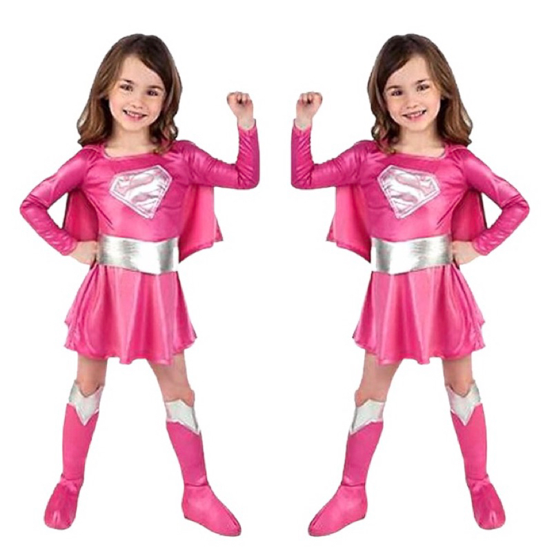 พร้อมส่ง K161 Pink Super Girl ชุดซุปเปอร์เกิร์ล เด็ก สีชมพู ชุดซุปเปอร์ ...