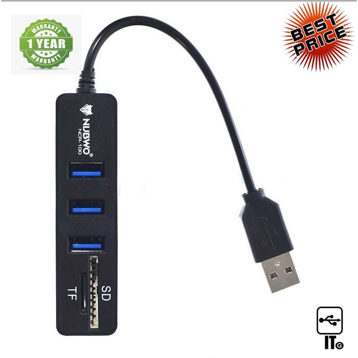 3 Port USB HUB V.3.0 + Card Reader NUBWO (NCR-100) White ประกัน 1Y อุปกรณ์เชื่อมต่อ | Shopee ...