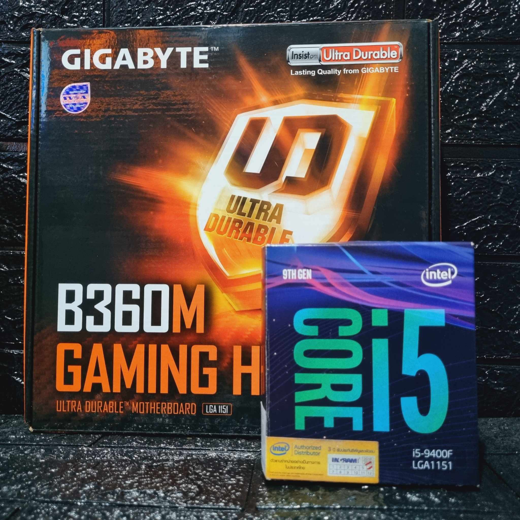 CPU INTEL CORE I5 9400F 6C/6T + B360M GIGABYTE GAMING HD (LGA 1151) มือ2 (มีกล่อง) ใช้งานปกติ ...