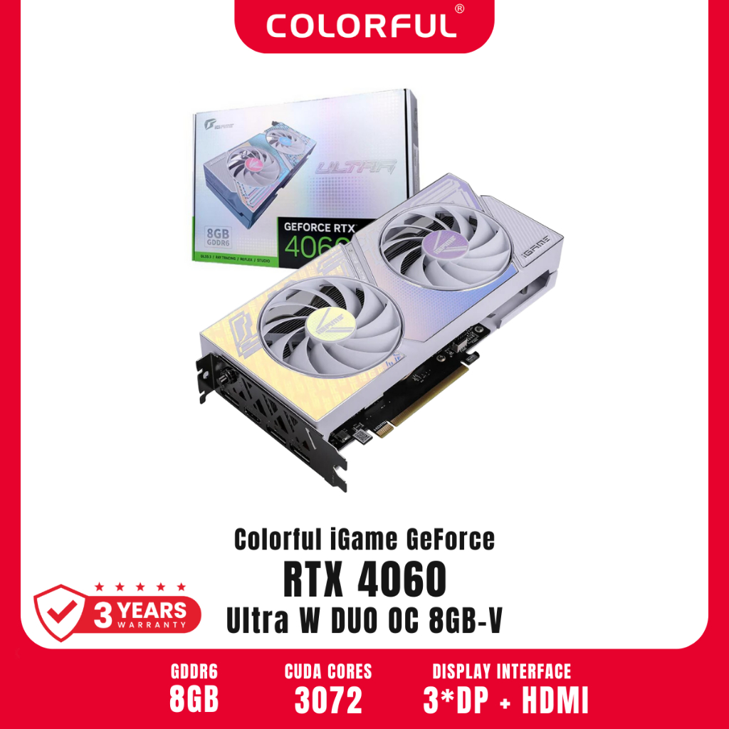 COLORFUL GPU iGame GeForce RTX 4060 Ultra W DUO OC 8GB-V Warranty 3 ...
