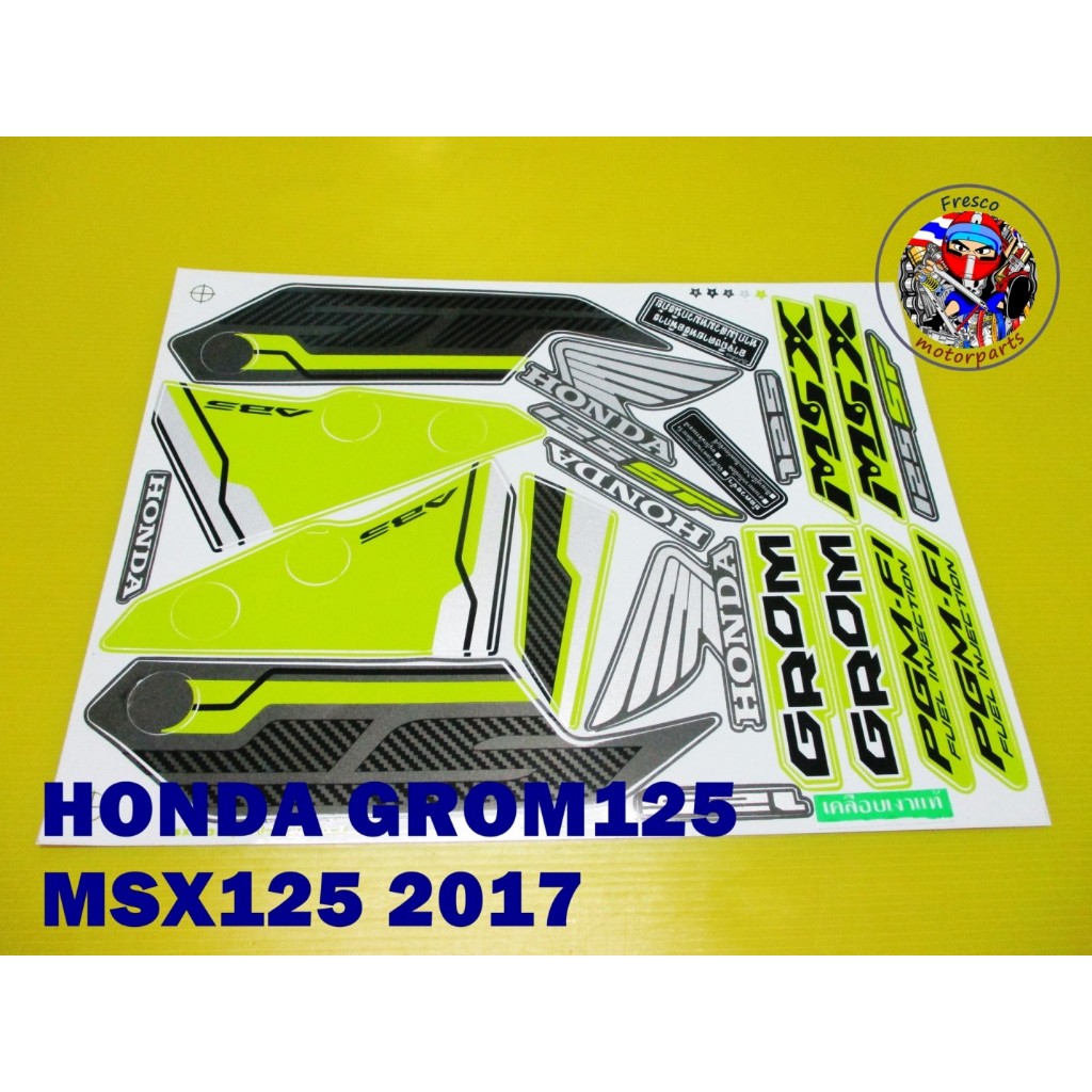 สติ๊กเกอร์ HONDA GROM 125 MSX 125 GROM MSX 2017 STICKER “GREEN-BLACK ...