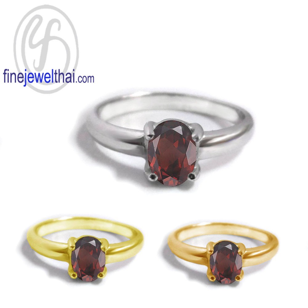 Finejewelthai-แหวนโกเมน-แหวนพลอย-แหวนเงินแท้-พลอยแท้-พลอยประจำเดือนเกิด-Garnet-Silver-Ring ...
