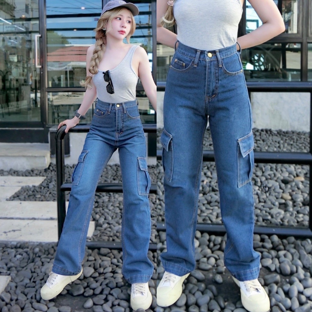Cc jeans 120 S-5XL กางเกงยีนส์ ทรงกระบอก คาร์โก้ สีสนิมด่าง | Shopee Thailand