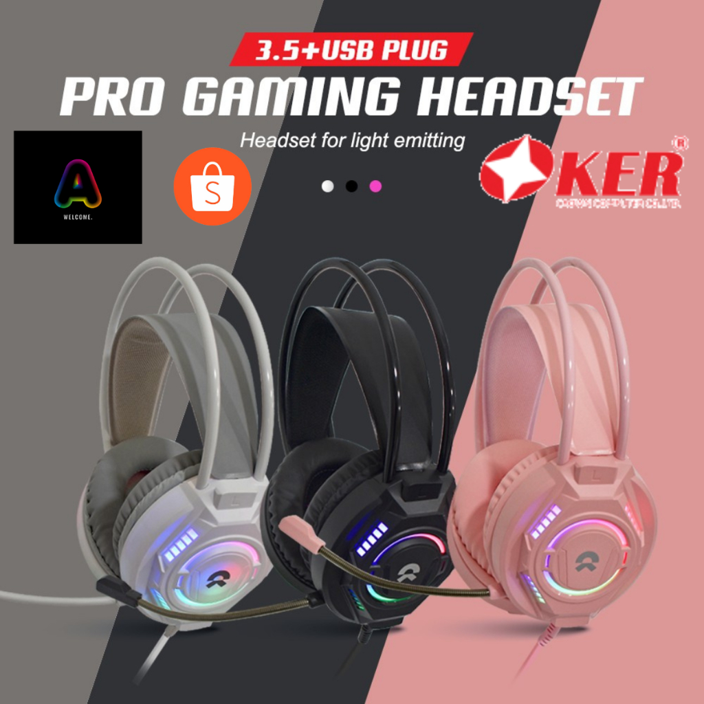 Ars55 [รับประกัน] OKER G225 หูฟัง 3.5+USB กดติดตามลดเพิ่ม PRO GAMING HEADSET หูฟังคอมหูฟัง ...