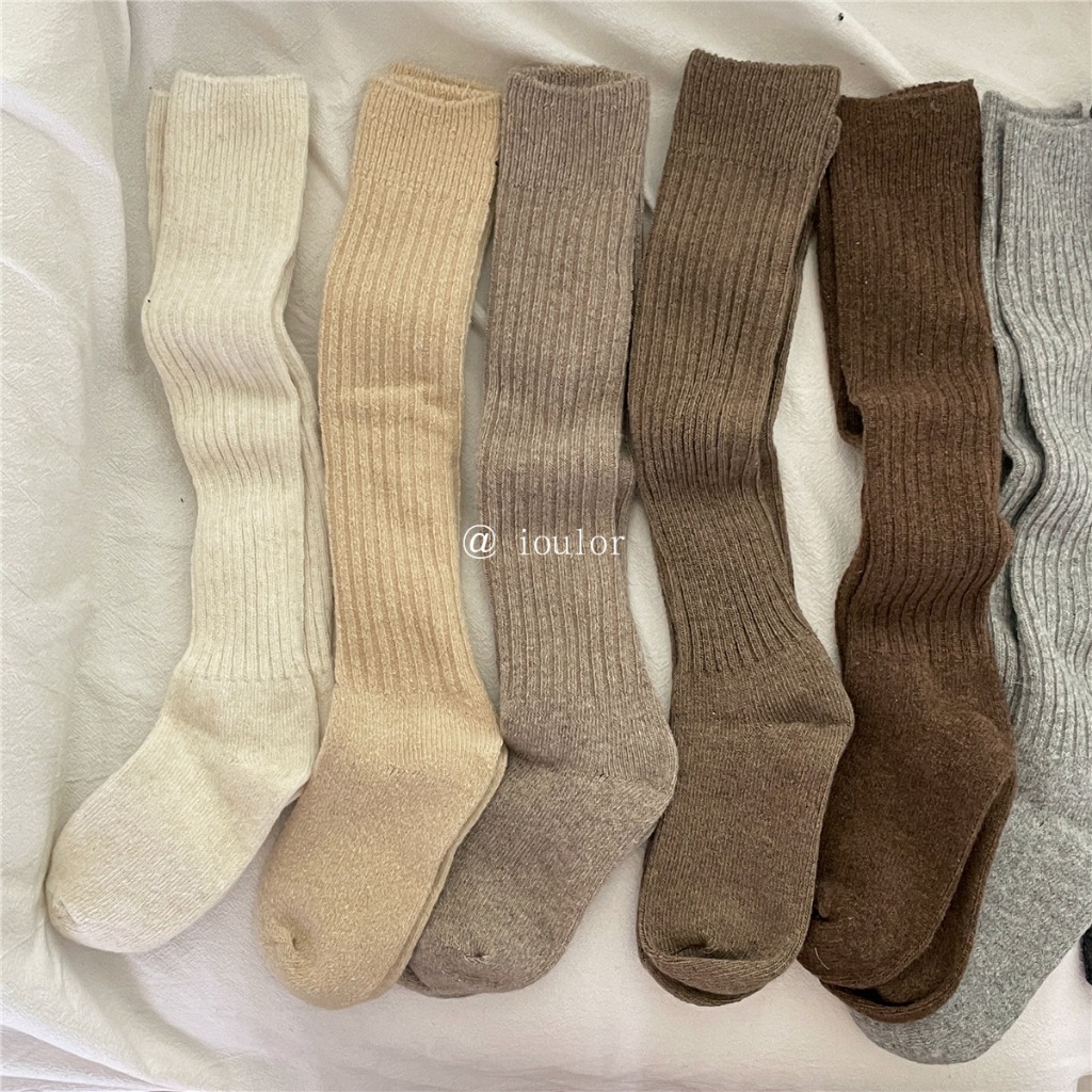 ถุงเท้ากันหนาว ผสมวูล ยาวใต้เข่า SK96 มีให้เลือกหลายสี | Shopee Thailand