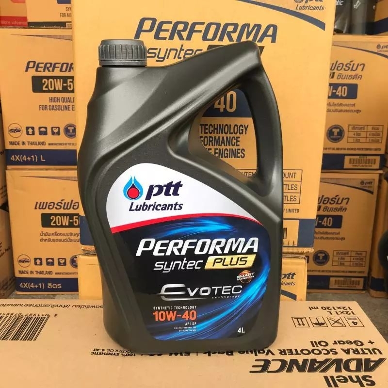 น้ำมันเครื่องรถยนต์ เบนซิน ทั่วไป ปตท ptt performa syntec plus evotec 10w-40 ขนาด 4 ลิตร ...