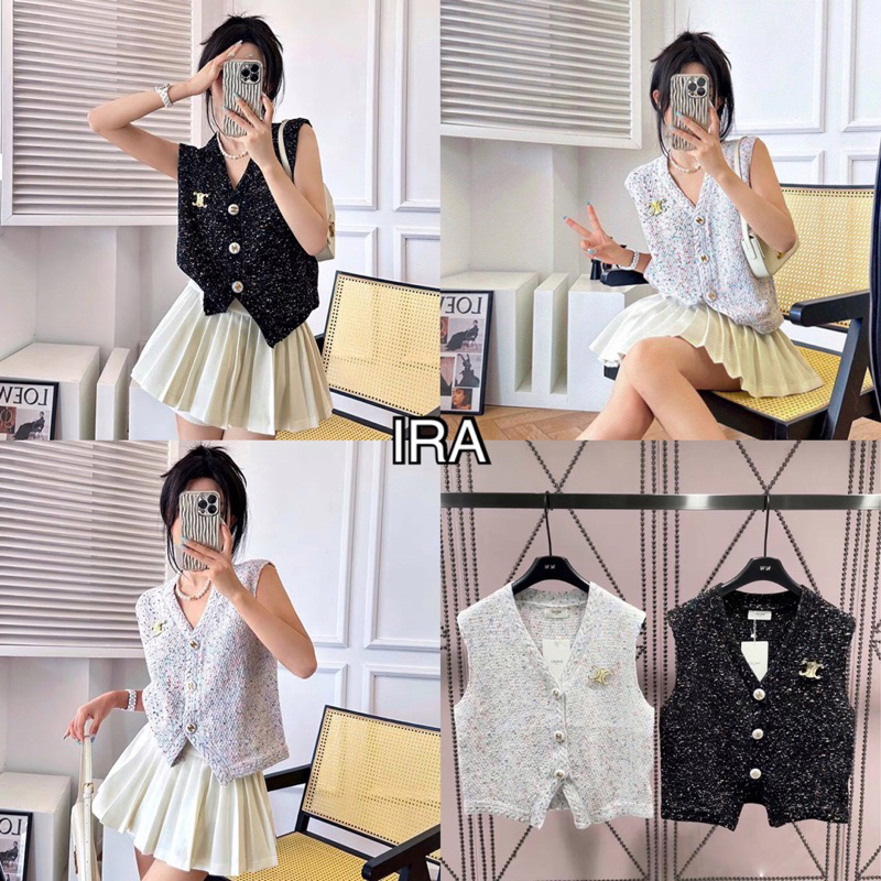 BY IRA (908) Brooch slimming vest coat เสื้อกล้ามผ้าทวิต💖แบบใหม่ ...