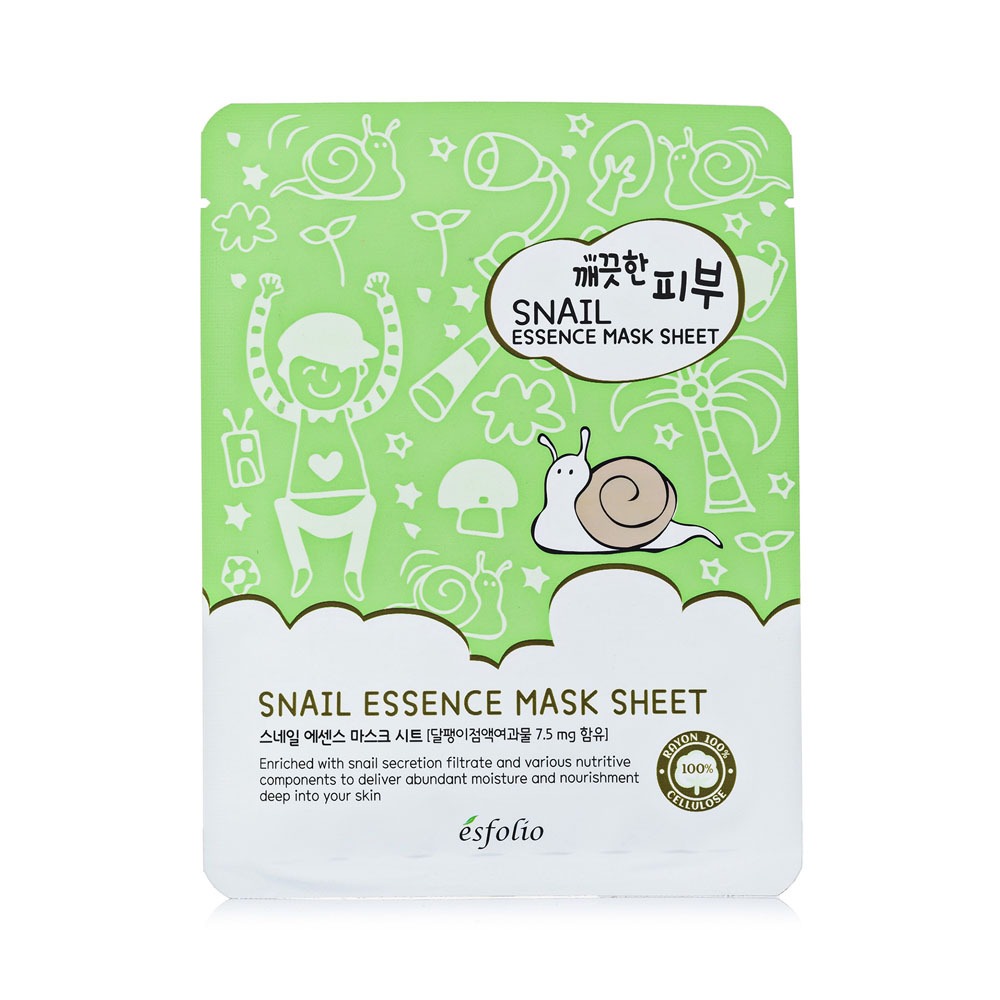 ESFOLIO เอสโฟลิโอ แผ่นมาส์กหน้า สูตรสารสกัดจากโสมและเมือกหอยทาก Pure ...