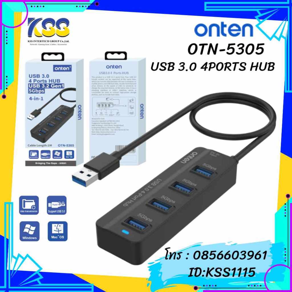 ONTEN OTN-5305 4 in 1 USB 3.0 to USB3.0 4PORT HUB | Shopee Thailand