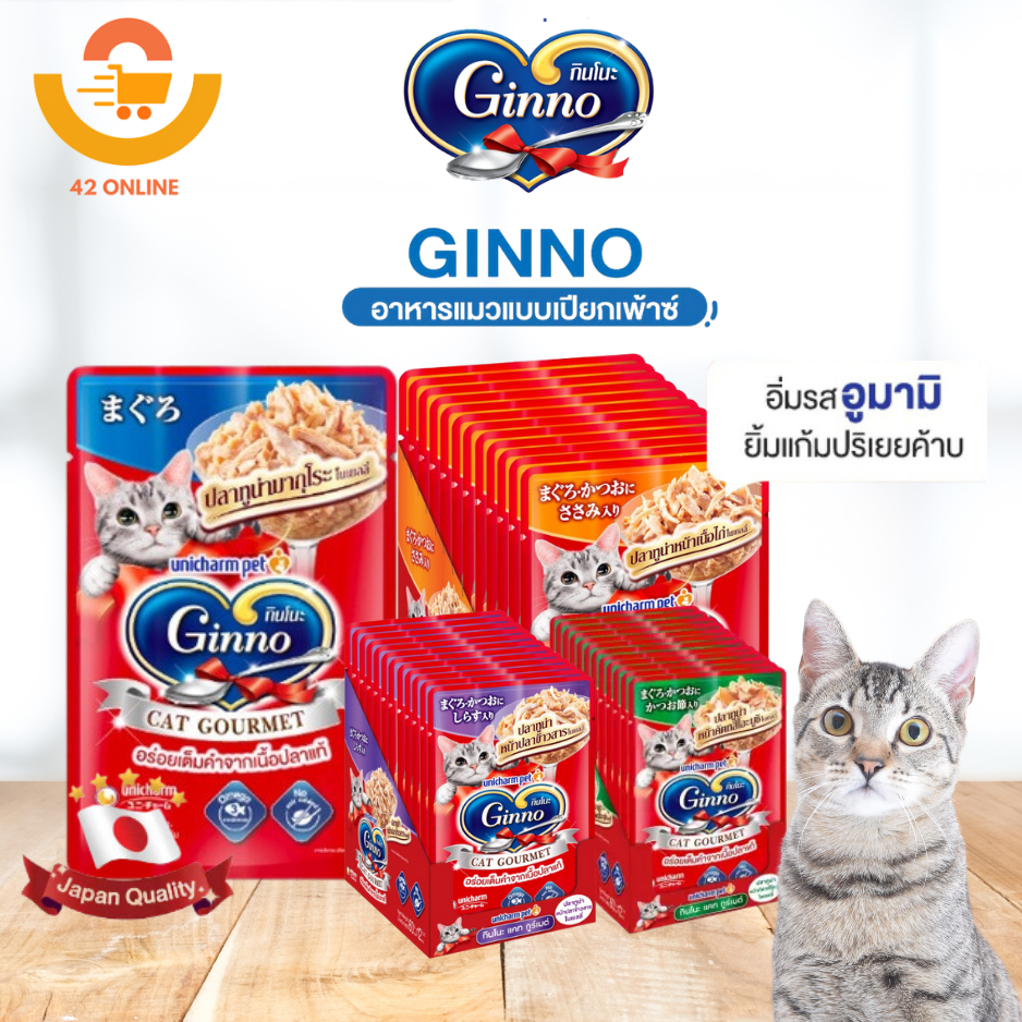 Ginno Cat Gourmet กินโนะ อาหารแมวแบบเปียก 60 g (กินโนะ)*12 ซอง | Shopee ...