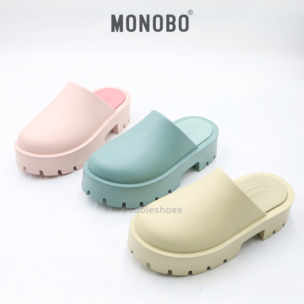 Monobo รองเท้าแตะแบบสวมแฟชั่นเสริมส้น รุ่น Grace สี เบจอ่อน , ชมพูพาส ...