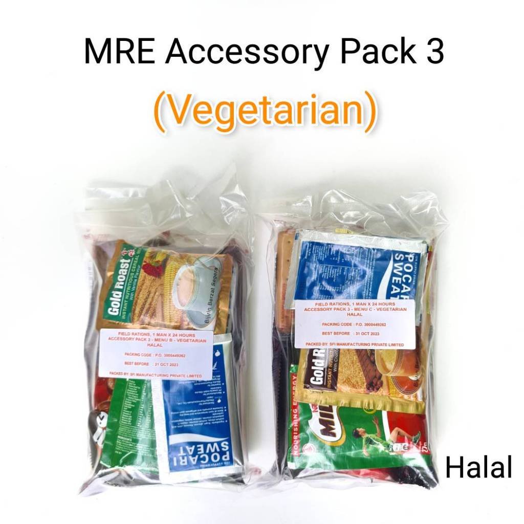 MRE Accessory Pack 3 (Vegetarian) ชุดอาหารเดินป่า ทหารสิงคโปร์ Halal ...