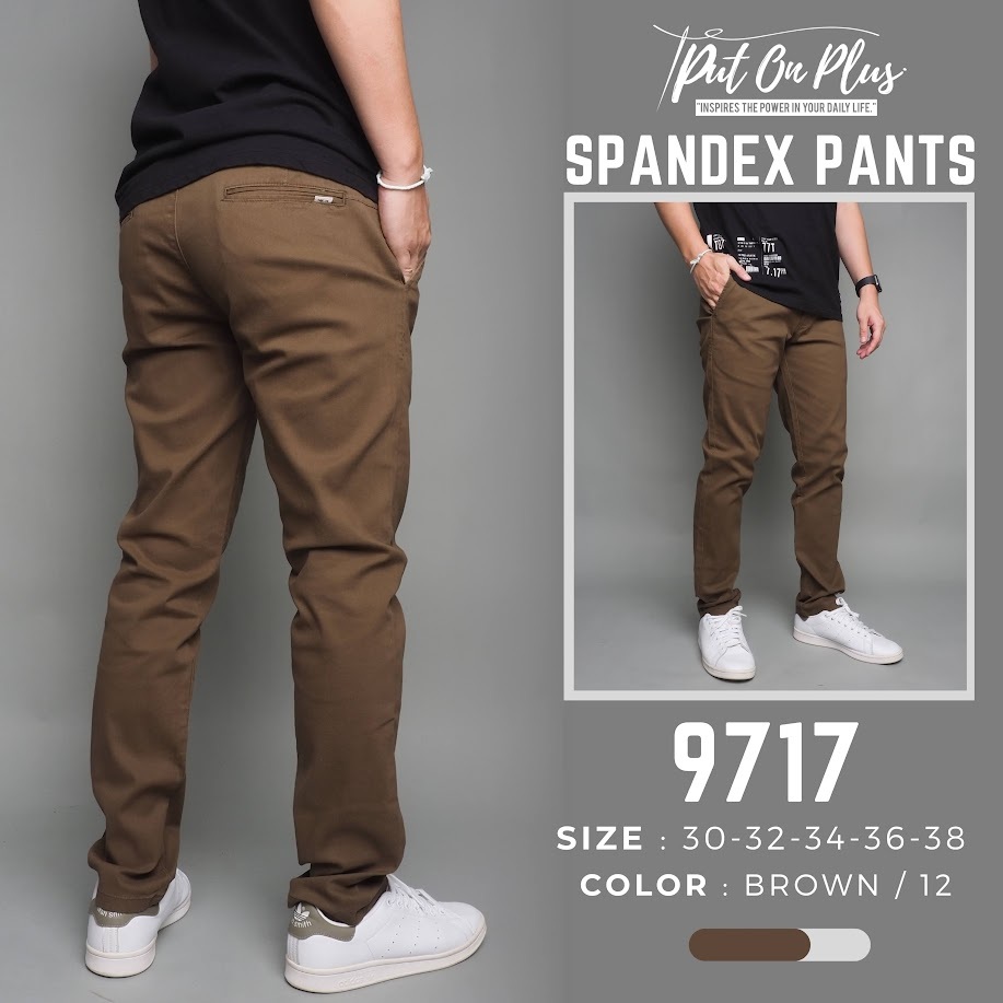 GOODWIN - 9717 SPANDEX PANTS กางเกงขายาว ผู้ชาย ผ้ายืด สีพื้น Slim fit | Shopee Thailand