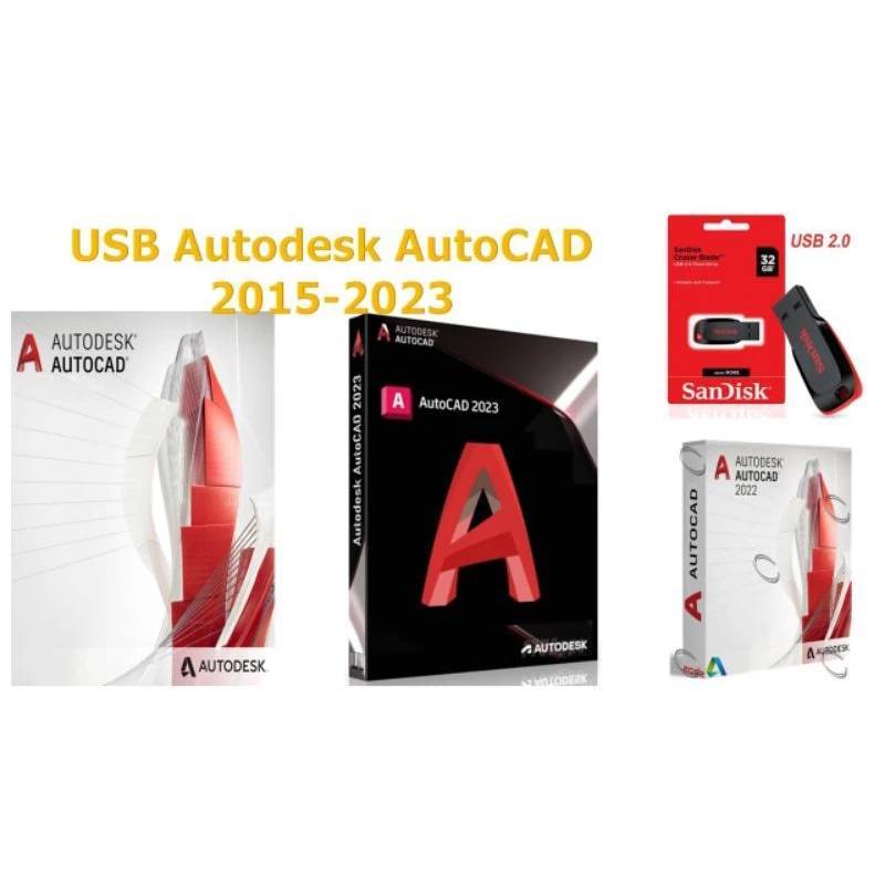 USB สำหรับติดตั้ง Autodesk AutoCAD 2015-2017-2021-2022-2023 [x64] ส่ง ...