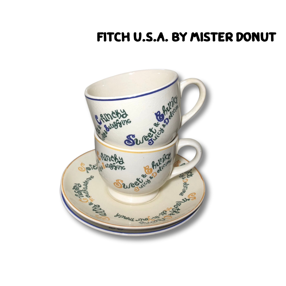 Vintage Mister Donut by Fitch U.S.A. แก้วกาแฟพร้อมจานรอง | Shopee Thailand