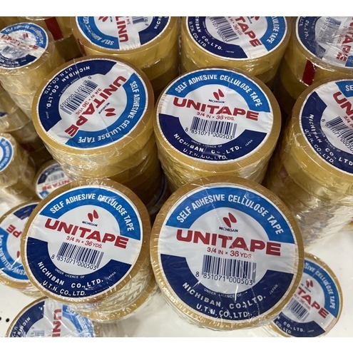 เทปใส Unitape ยกแถว แกน 1 นิ้ว / แกน 3 นิ้ว หน้ากว้าง 1/2 - 3/4 - 1 นิ้ว ยาว 36 หลา UNITAPE ...