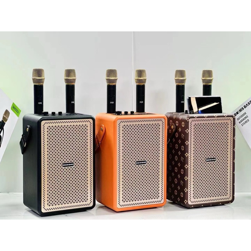 M4203+ลำโพงบลูทูธ มาพร้อมกับไมค์โครโฟรไร้สาย(ไมค์ลอย)2ตัว ดีไซน์หนัง ...