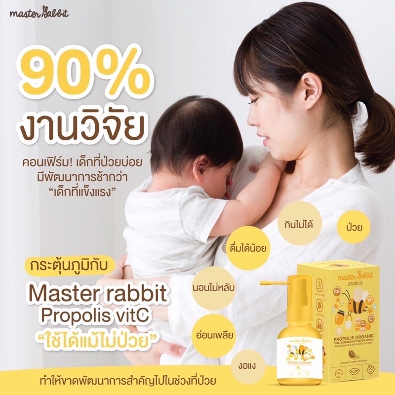 โพรโพลิส สเปรย์แก้เจ็บคอ Master Rabbit Propolis โพโพรลิช ฆ่าเชื้อในลำคอ แก้เจ็บคอ ปวดฟัน ร้อนใน ...