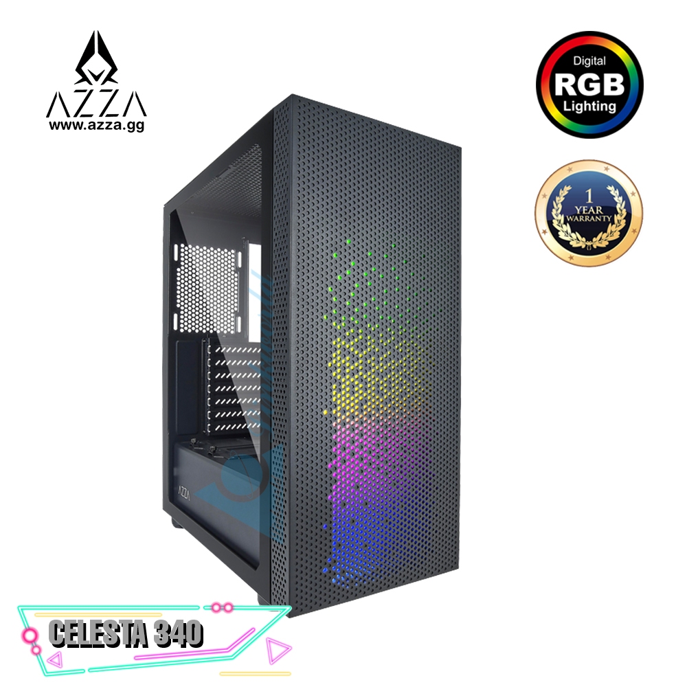 AZZA ATX Mid Tower Tempered Glass ARGB Gaming Case CELESTA 340 - Black | Shopee Thailand