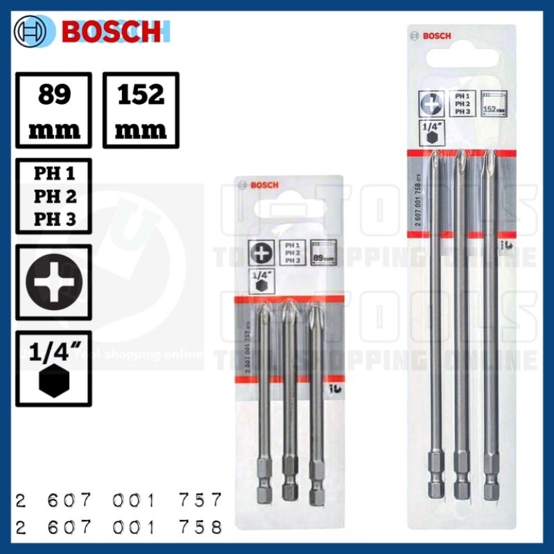 แพคx3 BOSCH Extra Hard Bit ดอกไขควงแฉก (PH) 1/2/3 | Shopee Thailand