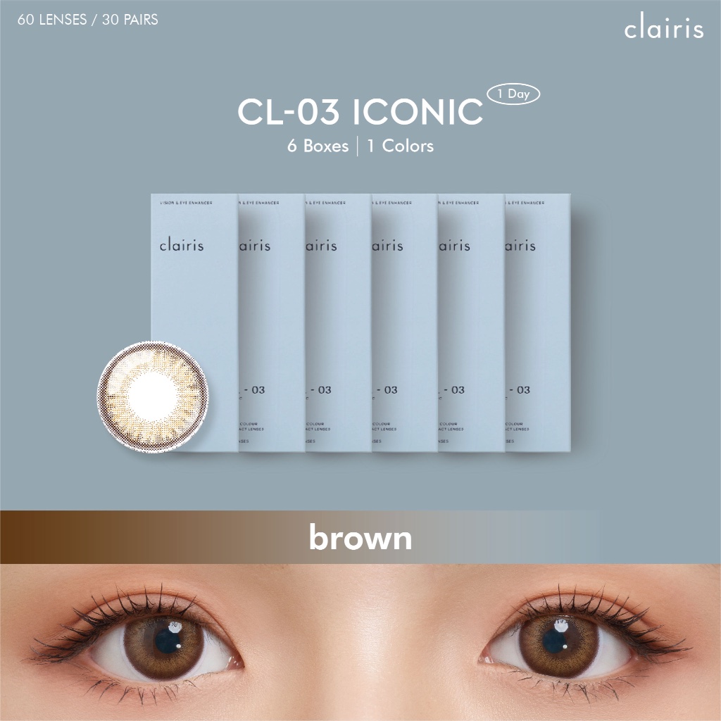 Clairis 1Day: (เช็ต 6 กล่อง 30 คู่) สี Iconic Brown รุ่น CL-03 ICONIC ...